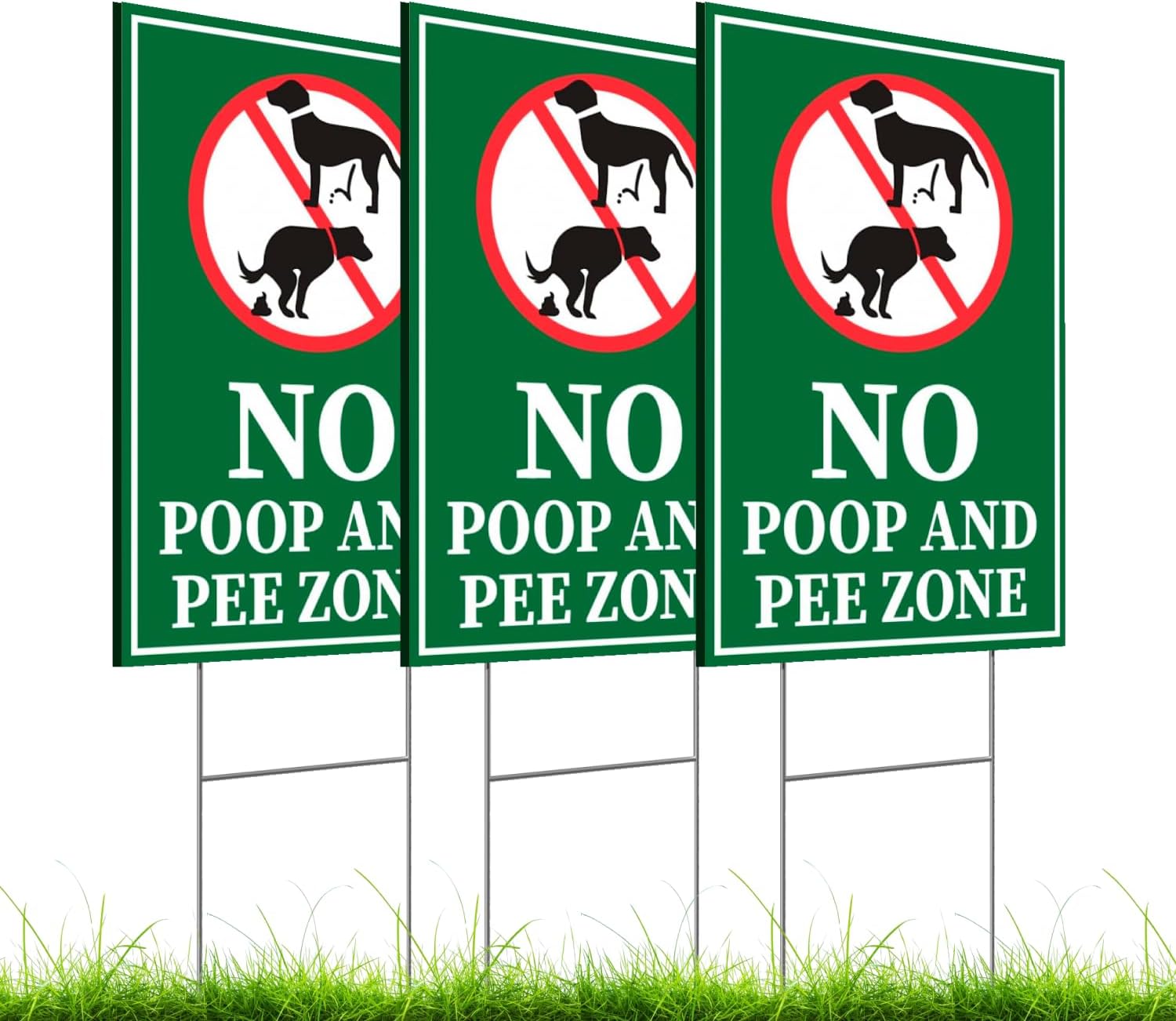 Amazon.com: Pack of 3 No Poop and Pee Zone Yard Plastic Signs with ...