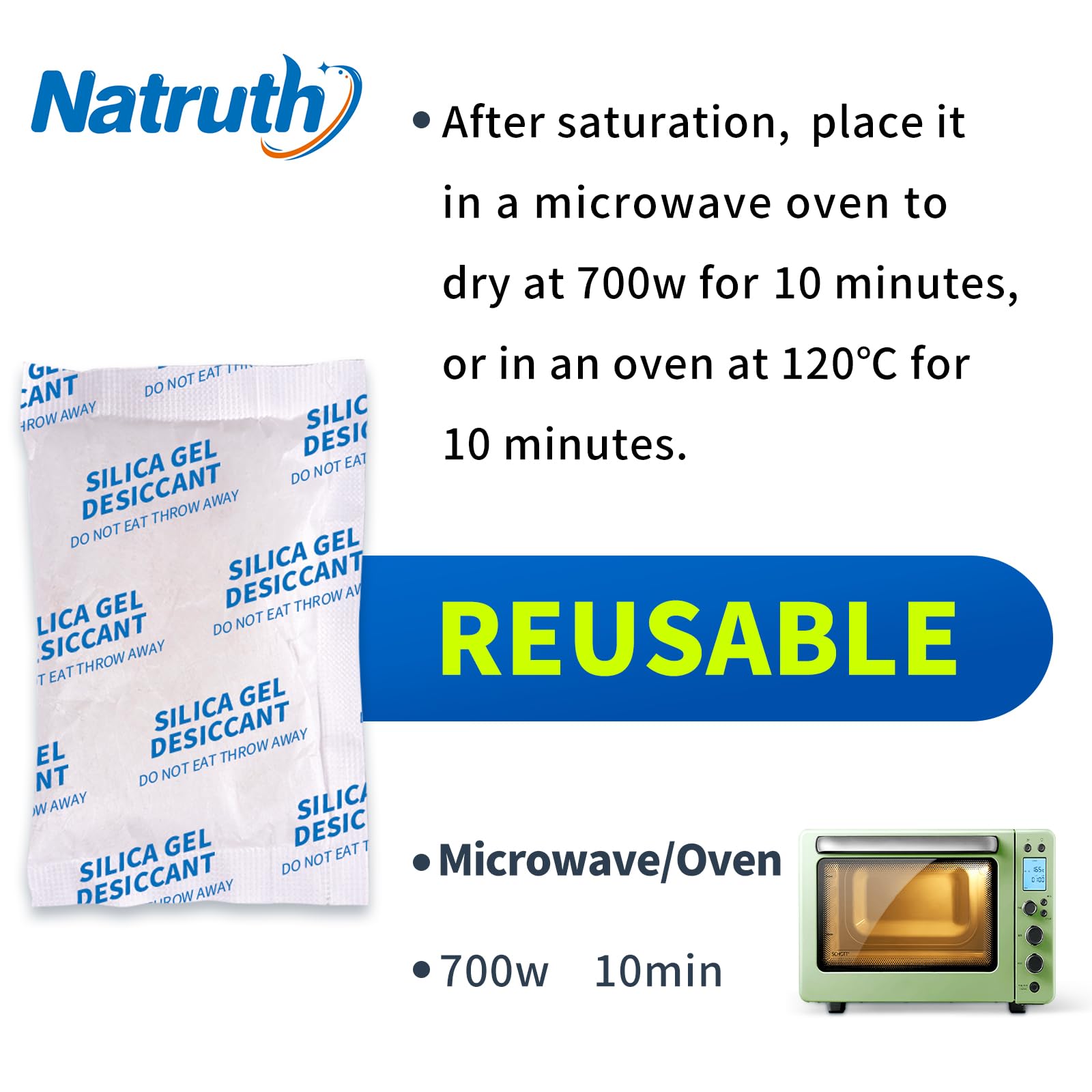 NATRUTH 20g*20PACK食品グレードのシリカゲル乾燥剤、色変更可能、再利用可能な乾燥剤パッケージ、食品種子、スナック、スパイス ...