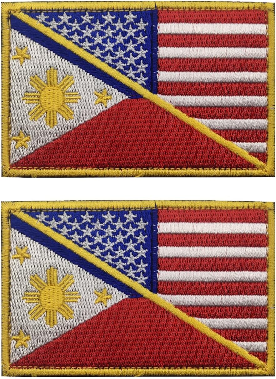 Amazon.com: New USA & Philippines Flag Embroidery Patch Backer for Hook ...