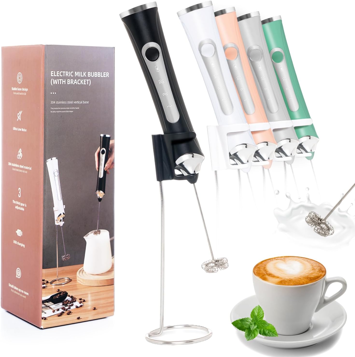 Amazon.com: Rechargeable Milk Frother Handheld for Coffee, Stirrers ...