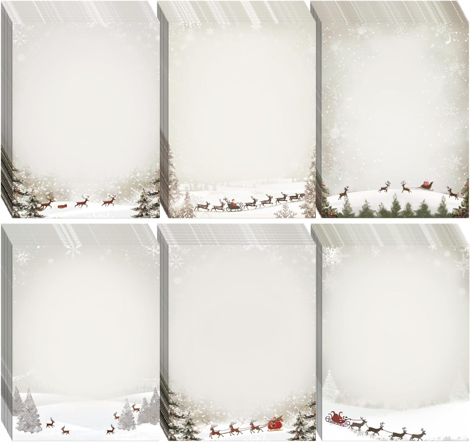 Amazon.com : Chiisong 160 Pcs Christmas Stationery Paper Santa and ...