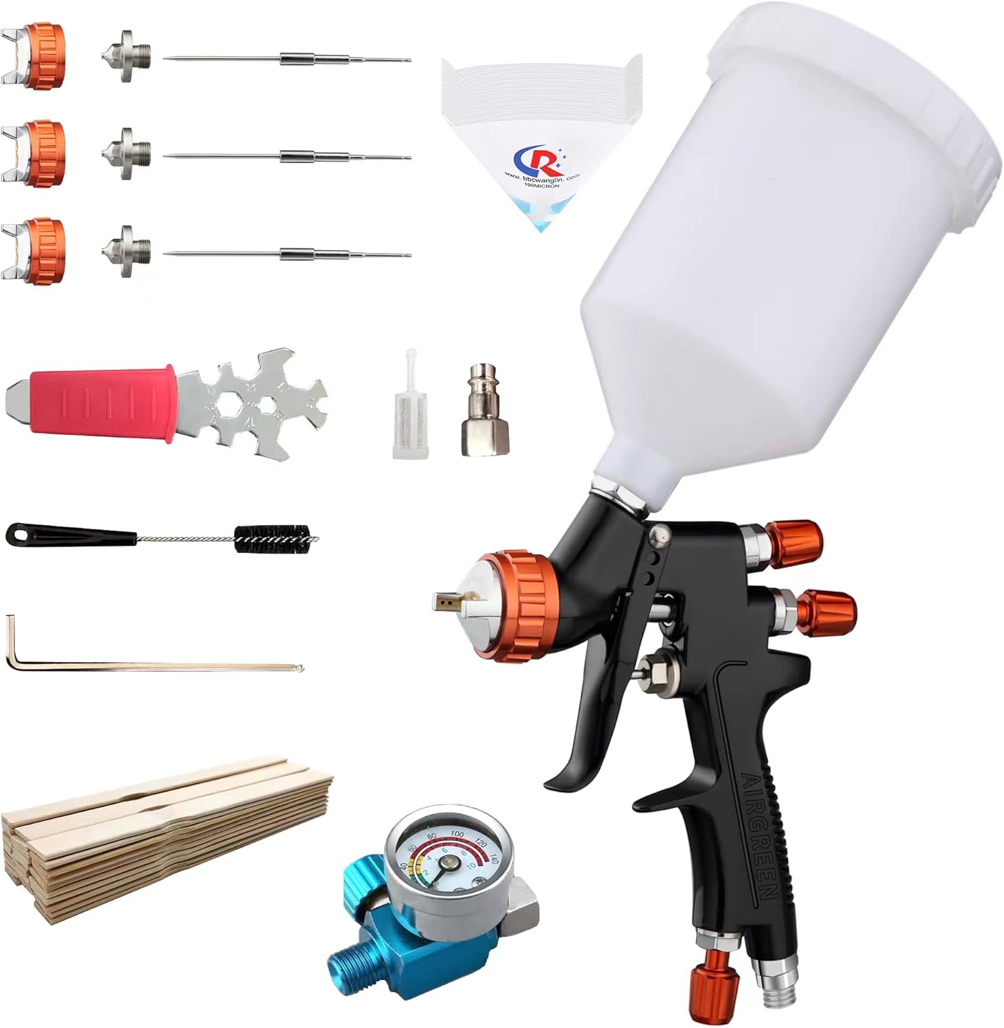 Amazon.com : High-Performance Gravity Feed HVLP Spray Paint Gun Set, 1 ...