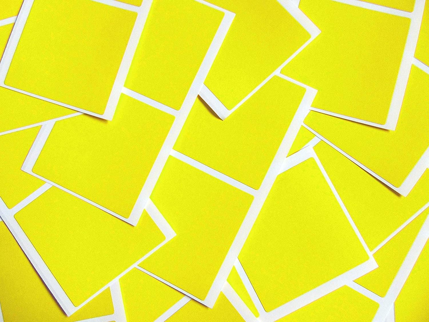 50 Labels, 51mm 2 inch Square, Yellow, Colour Code Stickers, Self ...