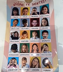 Amazon.com: 2 Laminated Feelings Posters for Kids - English & Spanish ...