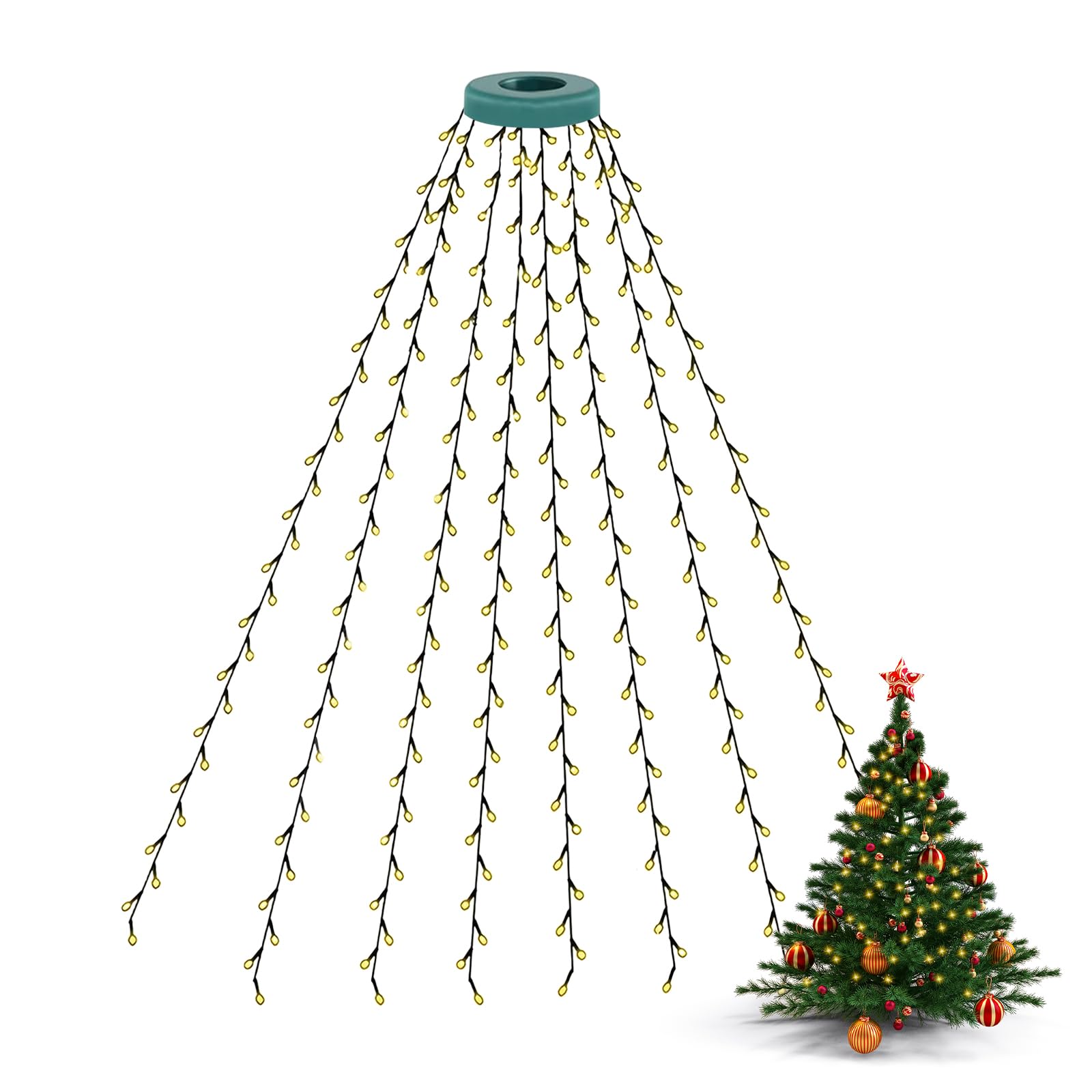 YYAOEMI Christmas Tree Lights 3M/9.8Ft * 10 Lines Strands 300 LEDs ...