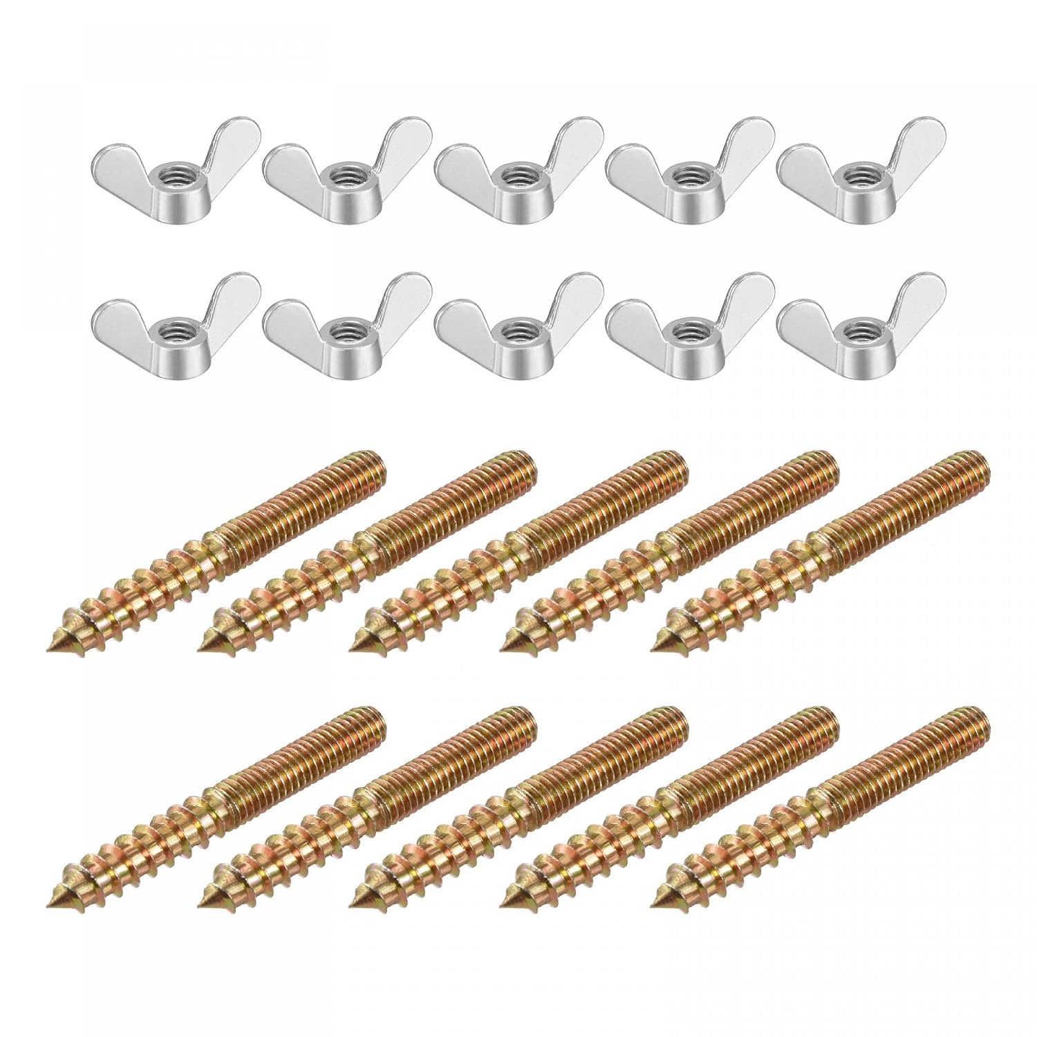 uxcell M6 Wing Nuts Butterfly Nut Silver Tone 10pcs and M6x50mm Hanger ...