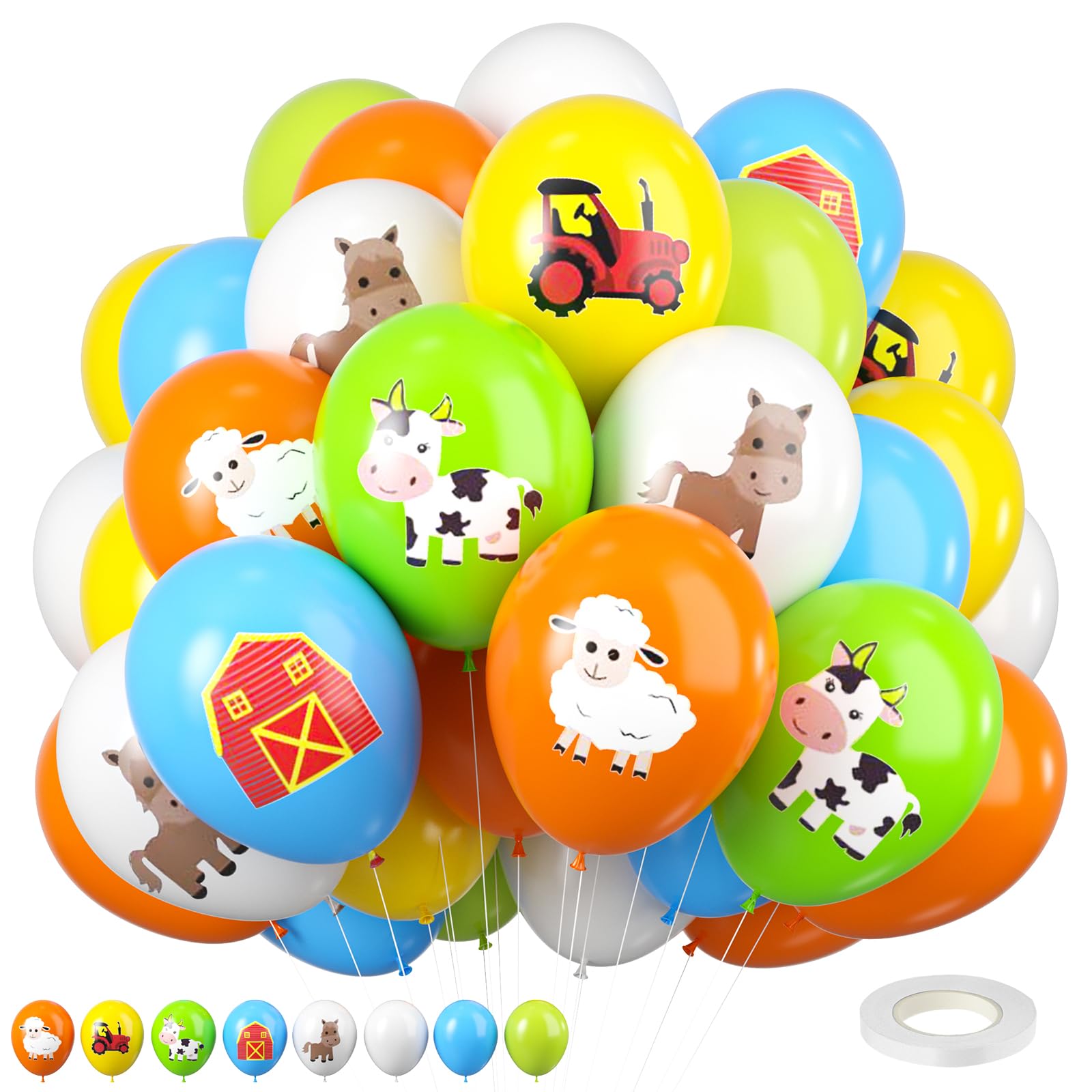 Snapklik.com : Farm Animal Balloons, 12 Inch Cow Sheep Horse Latex ...