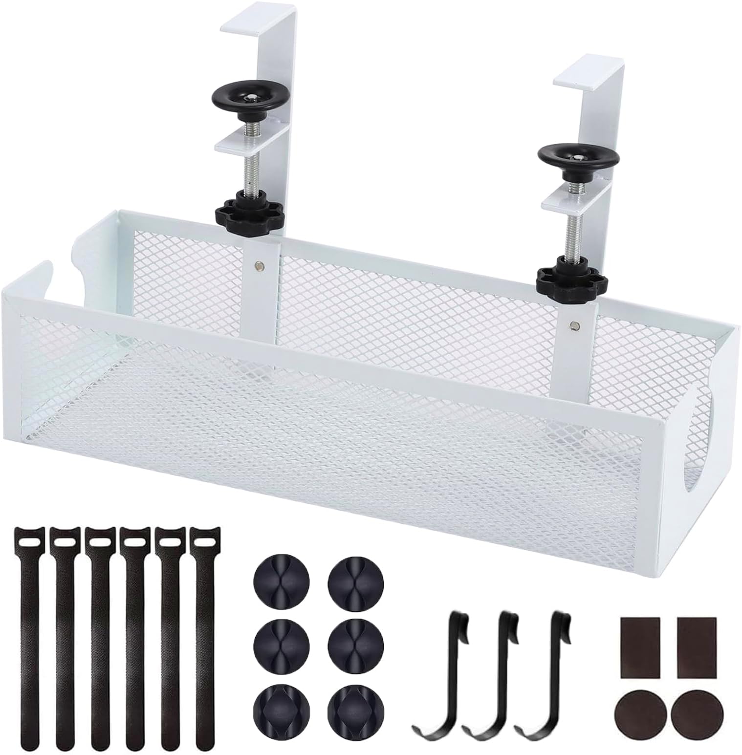 Under Desk Cable Management Tray - Easy Clamp Mount, No Drill Steel ...