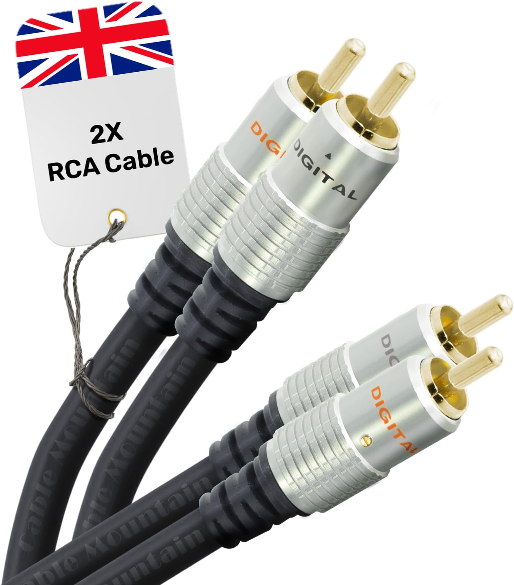 CableMountain RCA Cables 5m - Gold Plated Male-to-Male RCA to RCA Cable ...