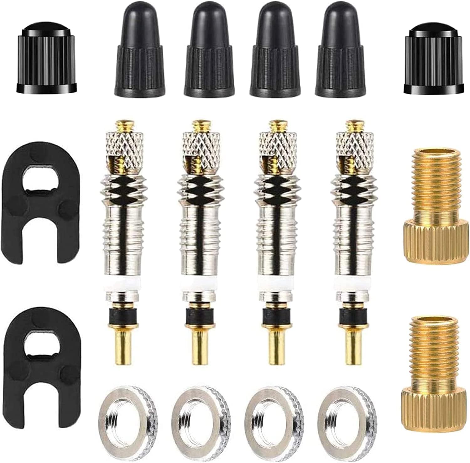 KEWAYO Presta Valve Adapter -18Pcs Valve Repair Kit, Tubeless Brass ...