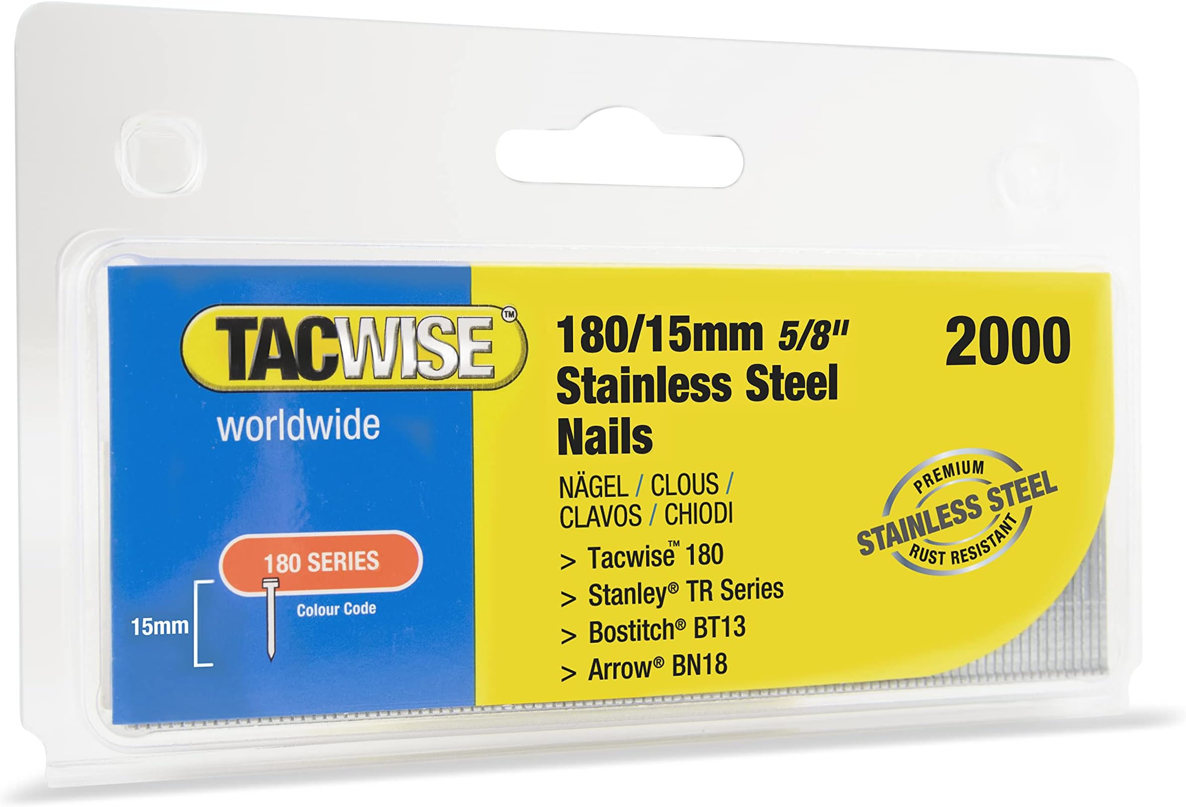 Tacwise 0394 Galvanised Brad Nails Type 18G / 15 mm, Pack of 5,000 ...