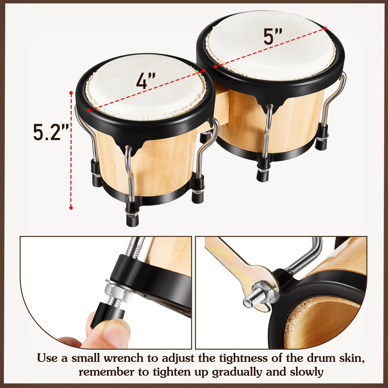 Snapklik.com : Lukmaa Bongo Drum Set Wood And Metal Percussion Set ...