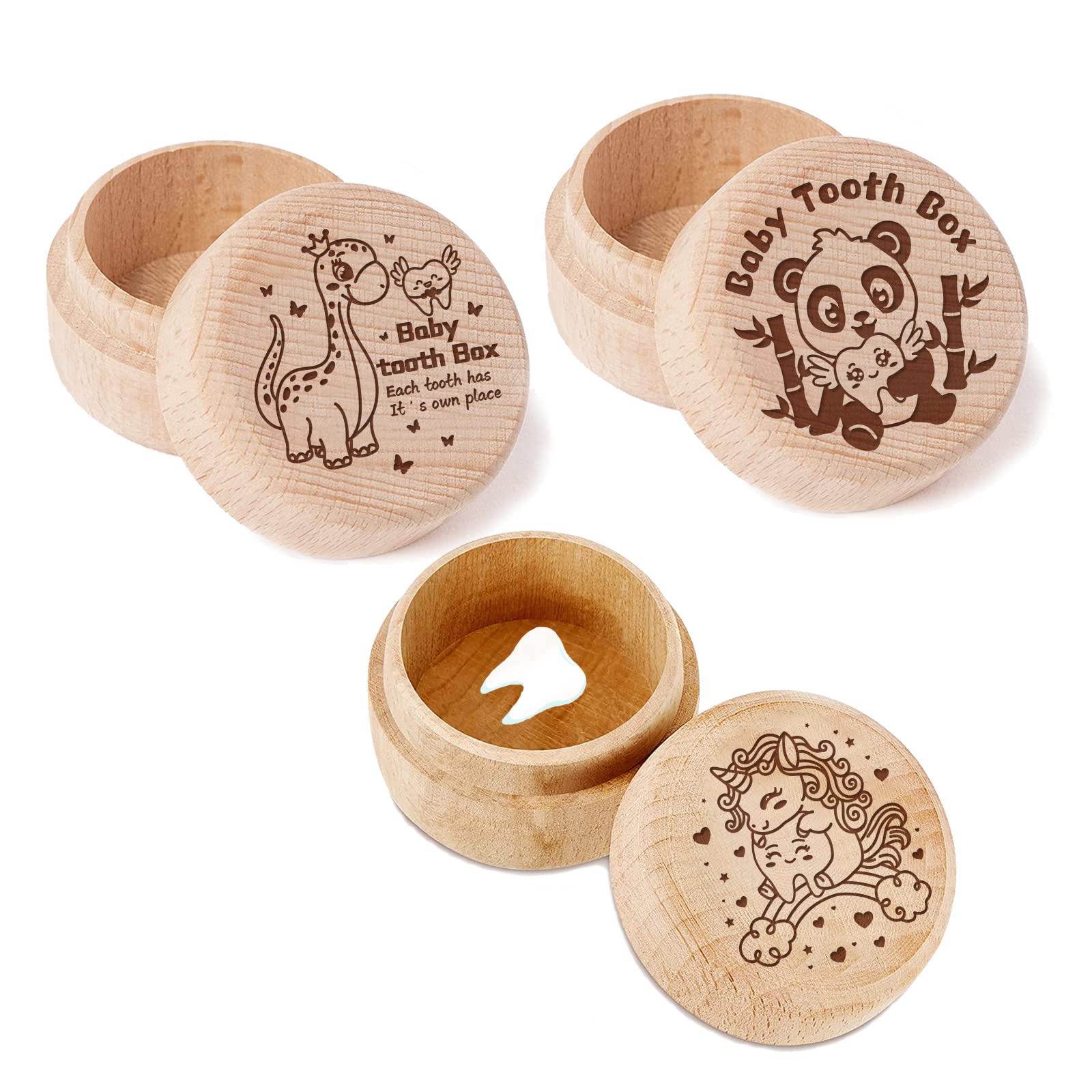 1 x RAW Customer Returns PLIGREAT 3 Pcs Baby Tooth Box, Wooden Teeth S ...