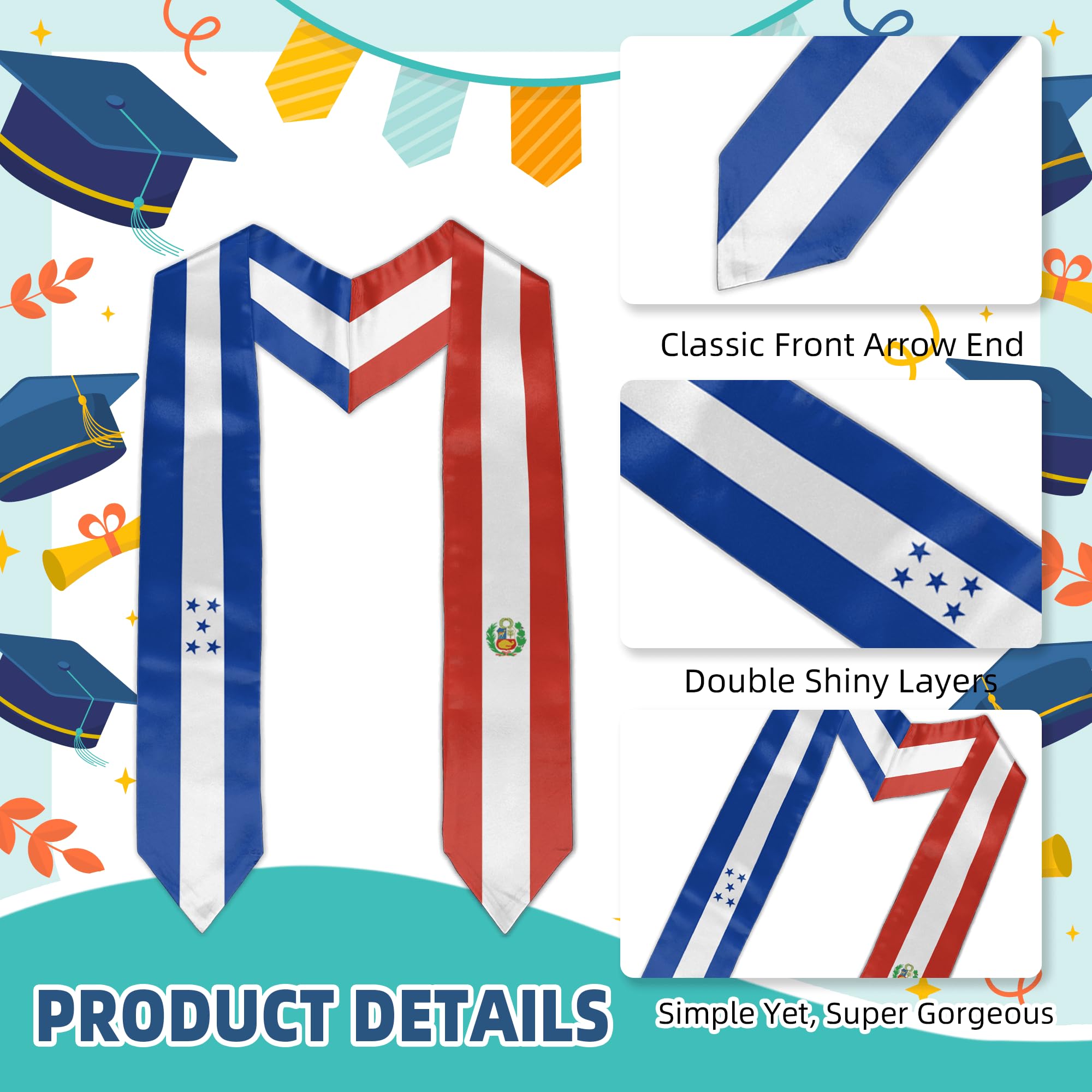 Snapklik.com : Honduras Peru Mixed Flag Graduation Stole For ...