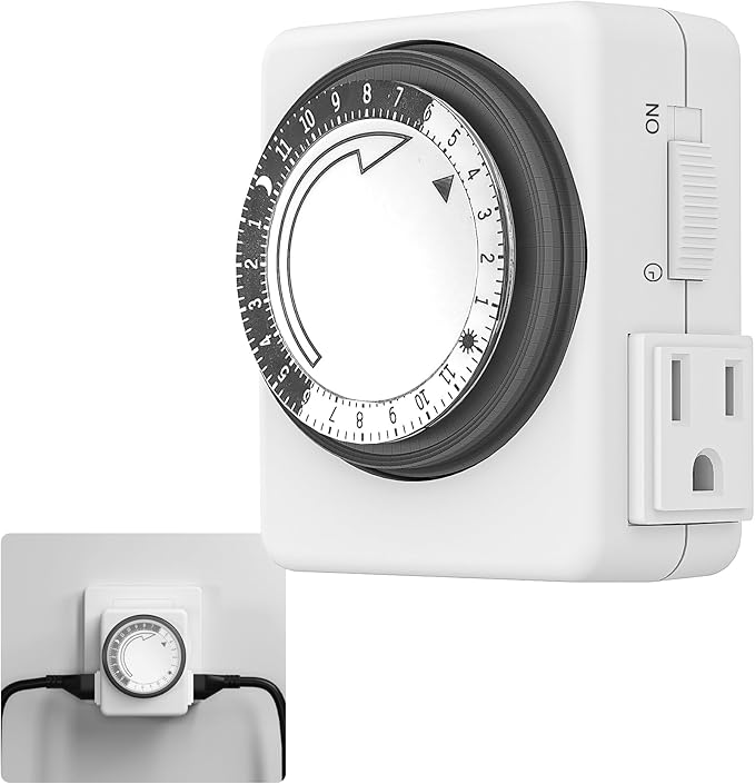 HBN Indoor Timers for Lamps,24 Hour Plug-in Mechanical Indoor Timer for ...