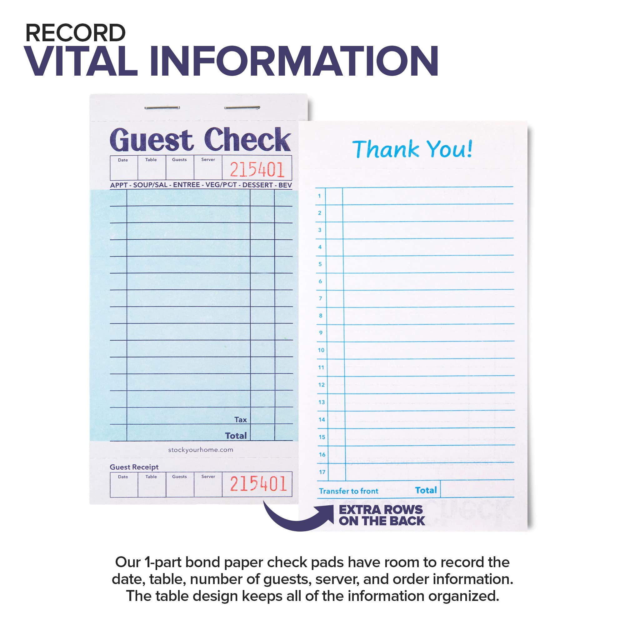Snapklik.com : Stock Your Home Blue Guest Check Books For Servers