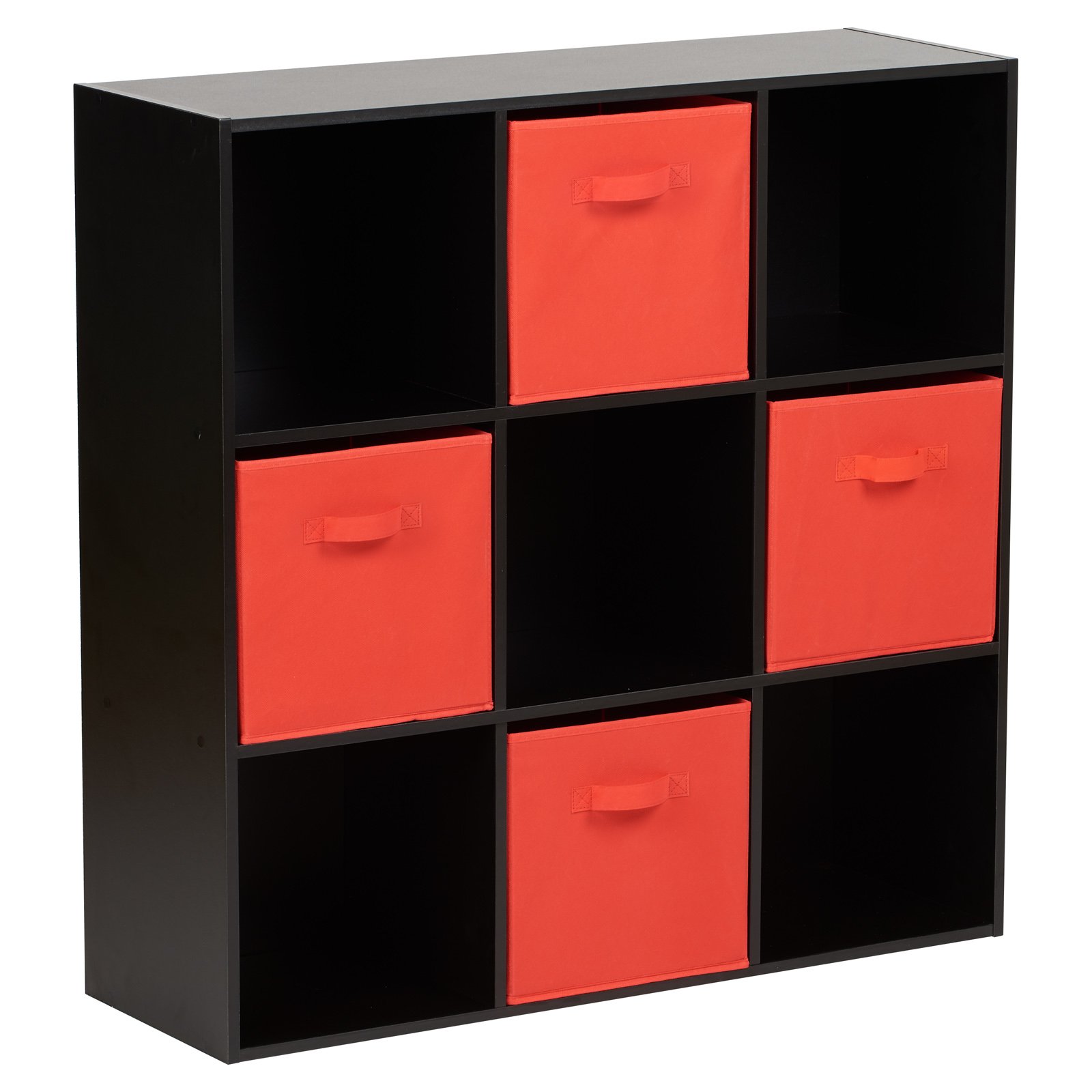 Hartleys Black 9 Cube Unit and 4 Red Storage Drawers : Amazon.co.uk ...