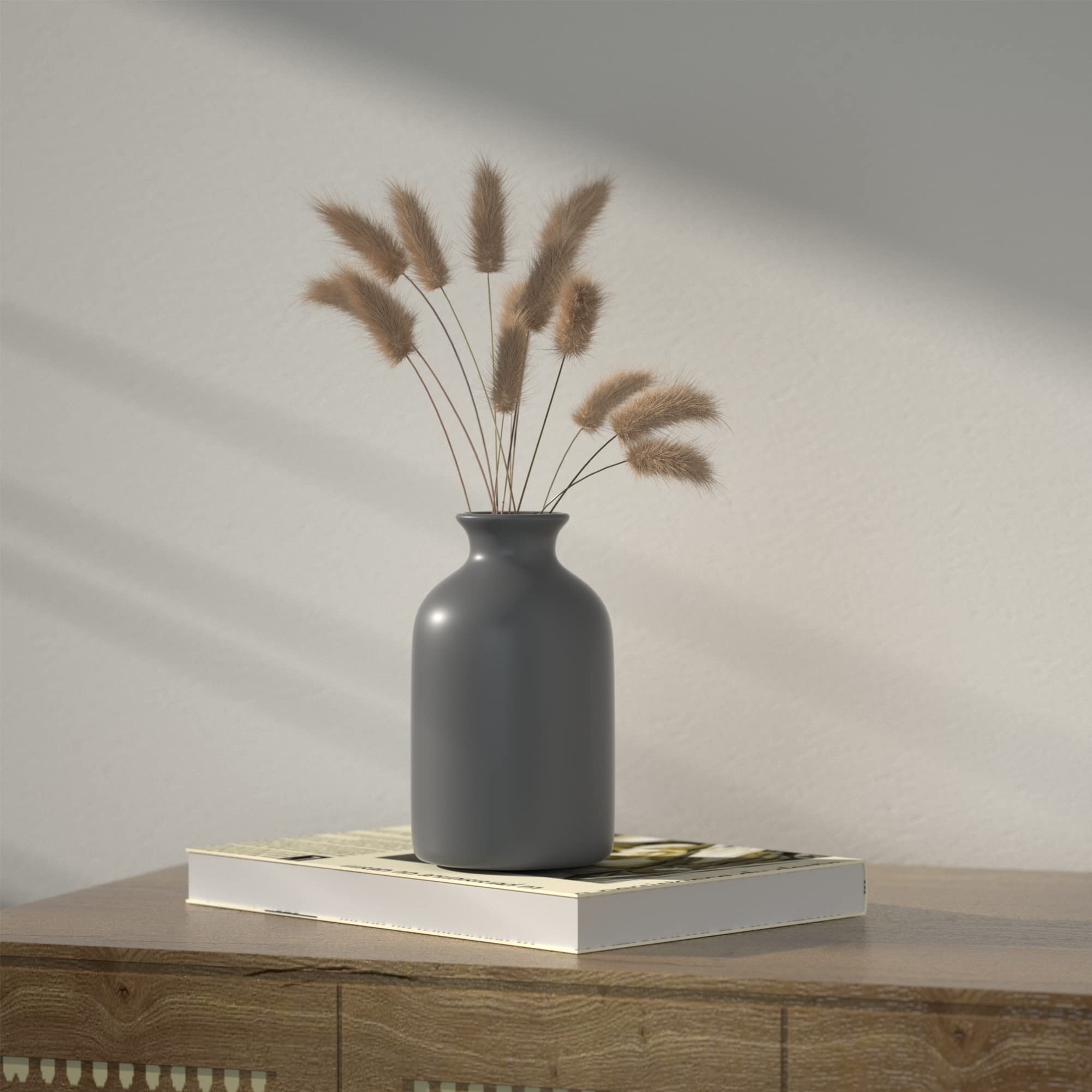 Amazon.com: Grey Ceramic Vase for Decor Modern Farmhouse Decor Vase ...