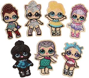 Amazon.com: 7 Pcs Cartoon Surprise Doll Cute Girl Mermaid Applique ...