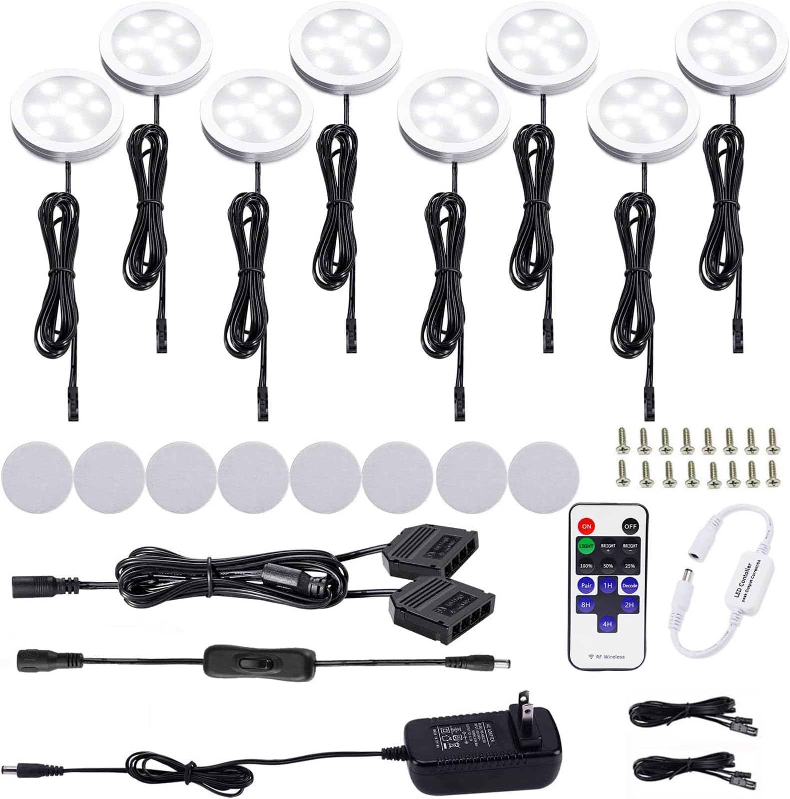 AIBOO Under Cabinet Lighting Kit, Plug in LED Puck Lights with Wireless ...