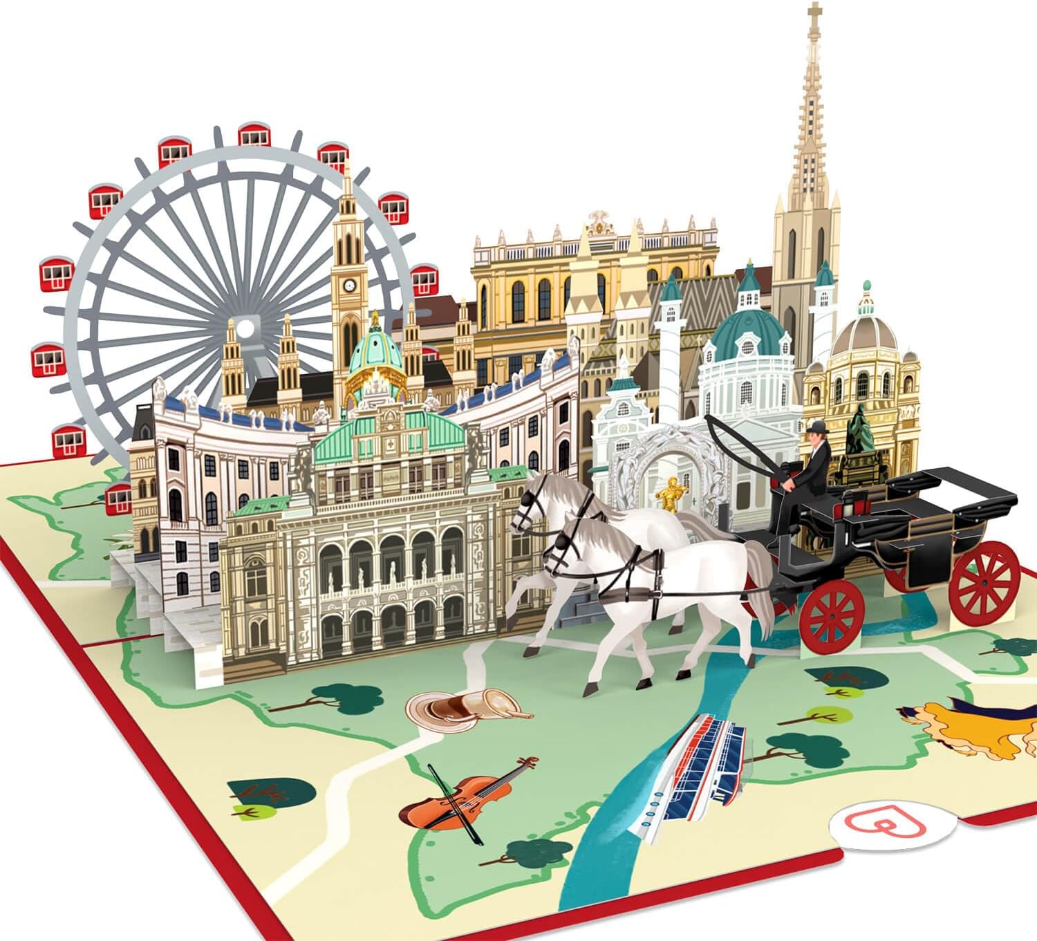 papercrush® Pop Up Card Vienna - 3D Birthday Card, Travel Voucher for ...