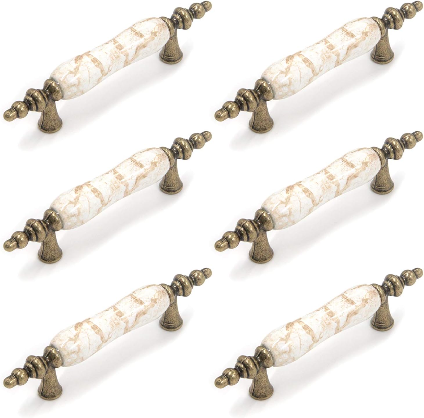 MY MIRONEY 3" Hole Centers Ceramic Handles Pulls Marble Cracks Drawer ...