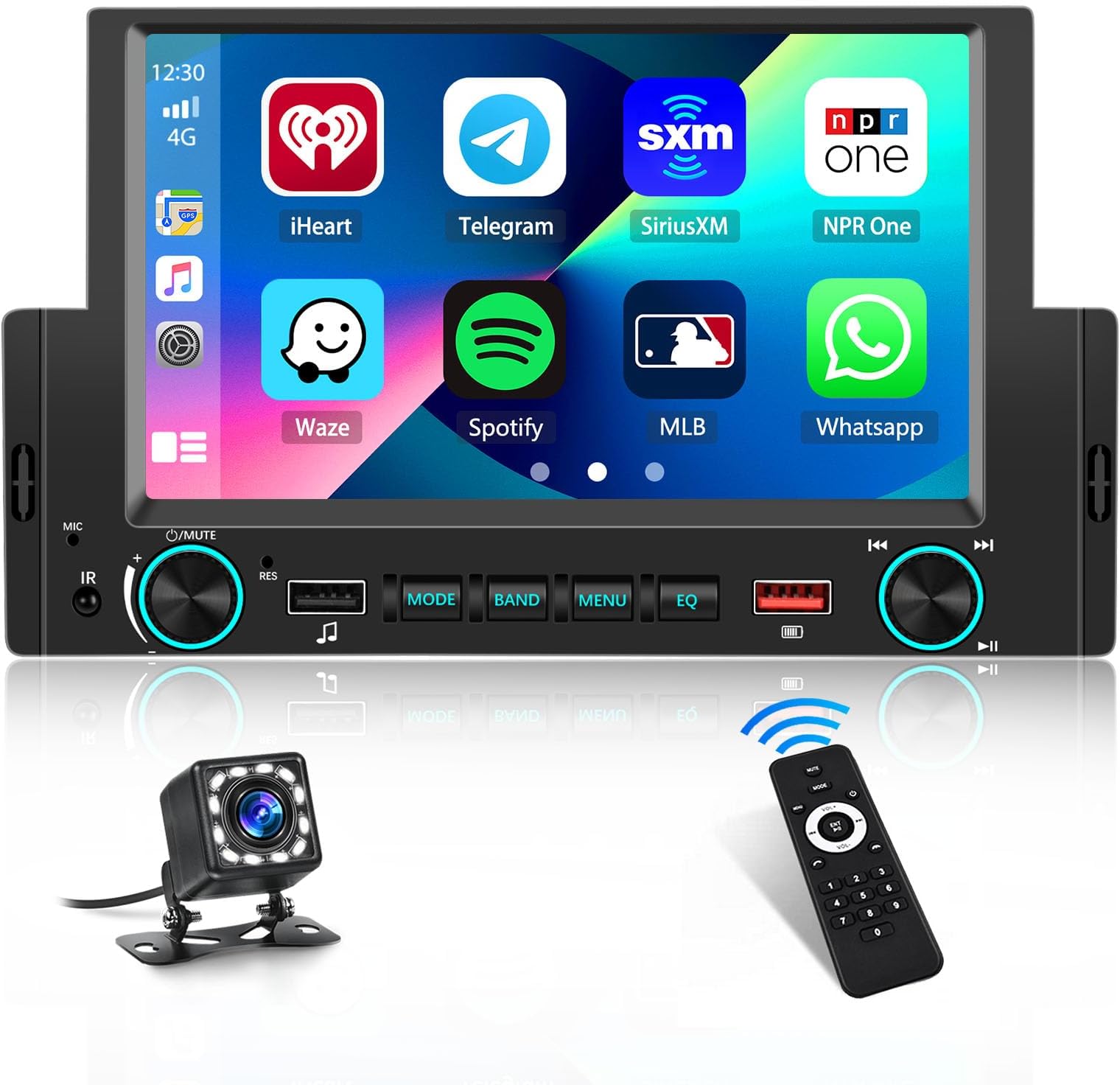 Hikity Radio de Coche 1 DIN con Wireless Apple CarPlay, Autoradio con ...