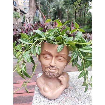 Amazon.com : Face Flower Pot Cute Head Planter Pot Resin Flower Pot ...