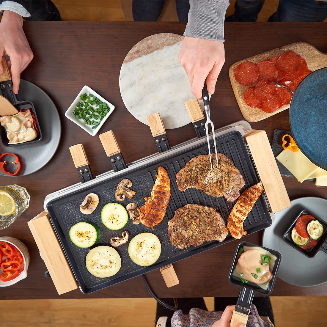 Buy Raclette Table Grill, COKLAI Raclette Grill 2 in 1 Indoor Grill ...