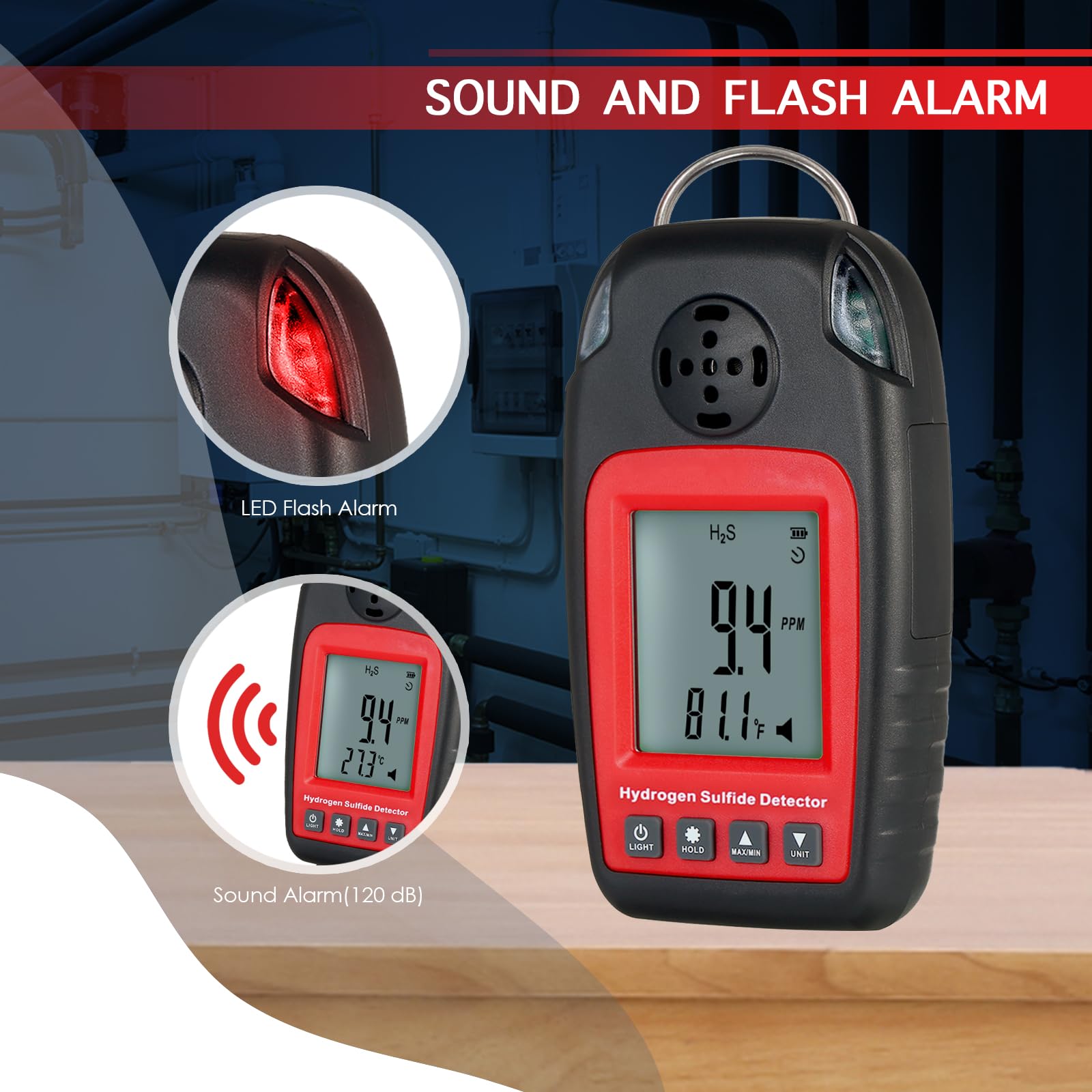 Snapklik.com : H2S Monitor Digital H2S Monitor Clip On 0100ppm H2S Gas ...