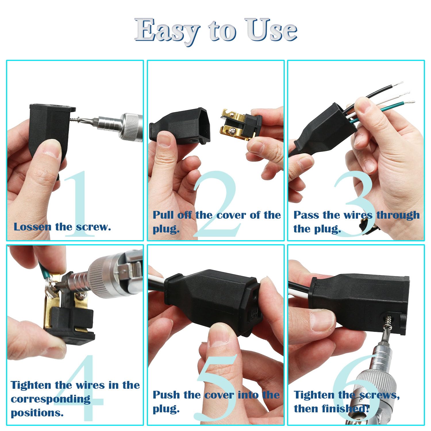 Snapklik.com : 2 Sets Extension Cord Replacement Ends Male And Female 3 ...