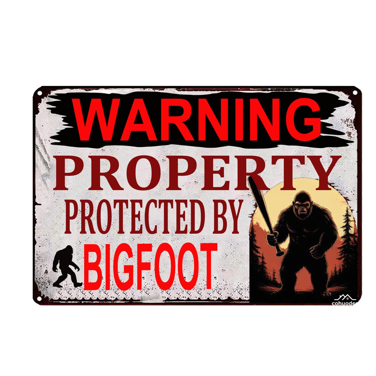 Funny Sasquatch Gift Metal Sign Warning Property Protected by Bigfoot ...