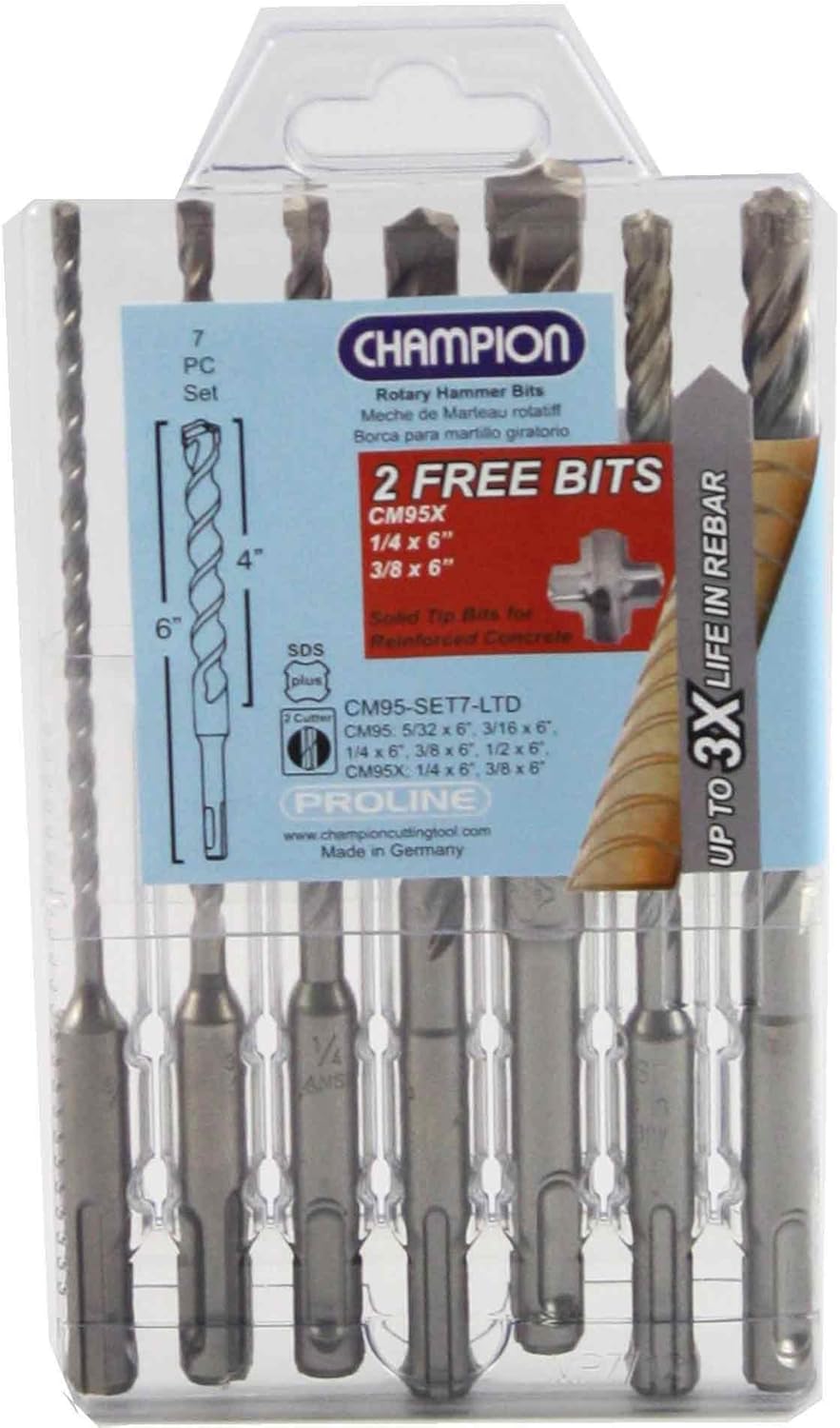 Amazon.com: Proline CM95-Set7-Ltd SDS Plus Concrete Drill with CM95X ...