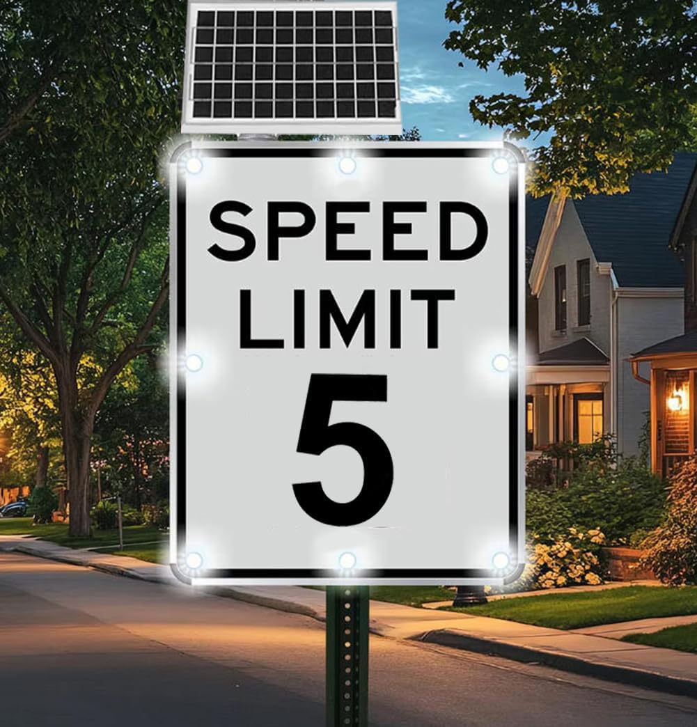 Amazon.com: Solar Speed LED Flashing Limit Sign, 18" x 24" Slow Down ...