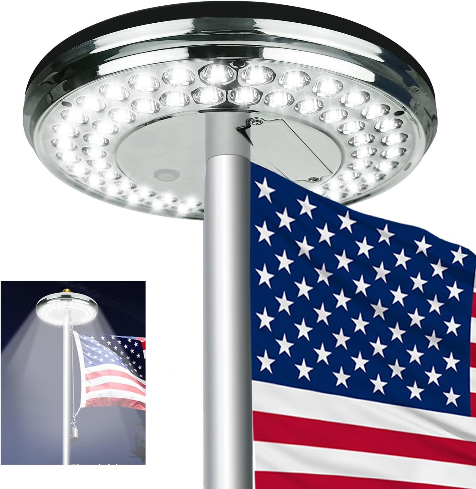 Amazon.com: Flag Pole Solar Light Top Mount,Super Bright 60 Led ...