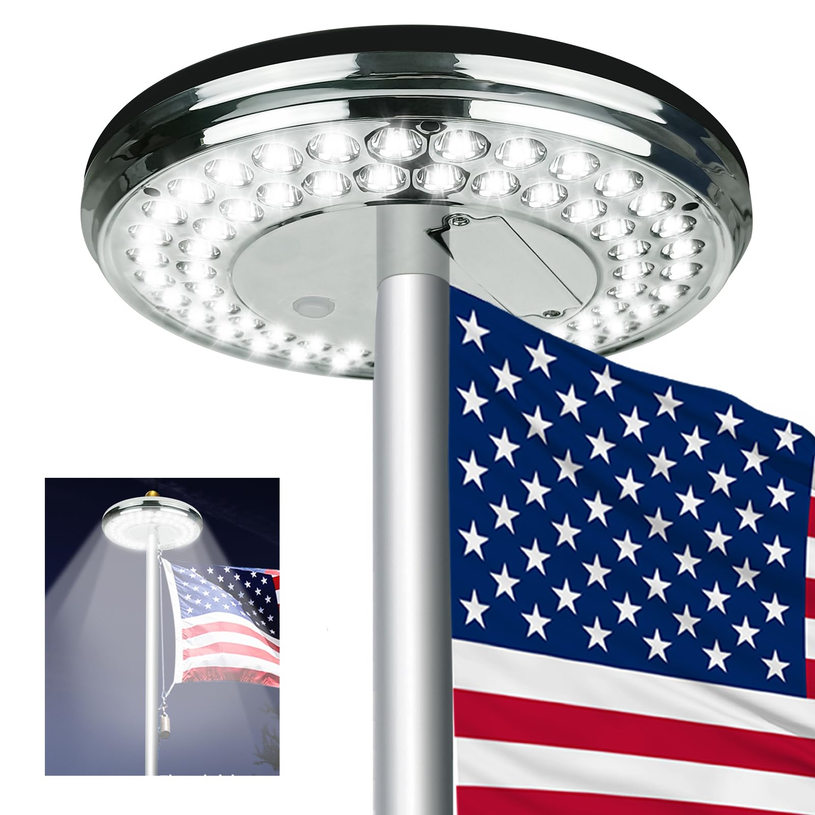 Amazon.com: Flag Pole Solar Light Top Mount,Super Bright 60 Led ...