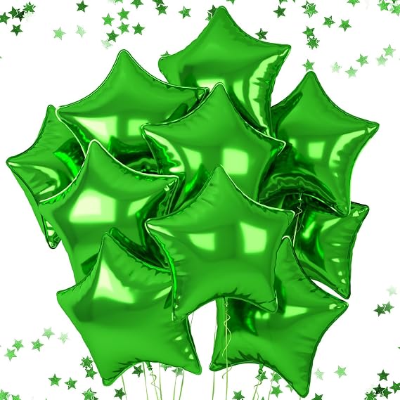Amazon.com: 18 Inch Green Star Balloons, 10 Pcs Green Star Shape Foil ...