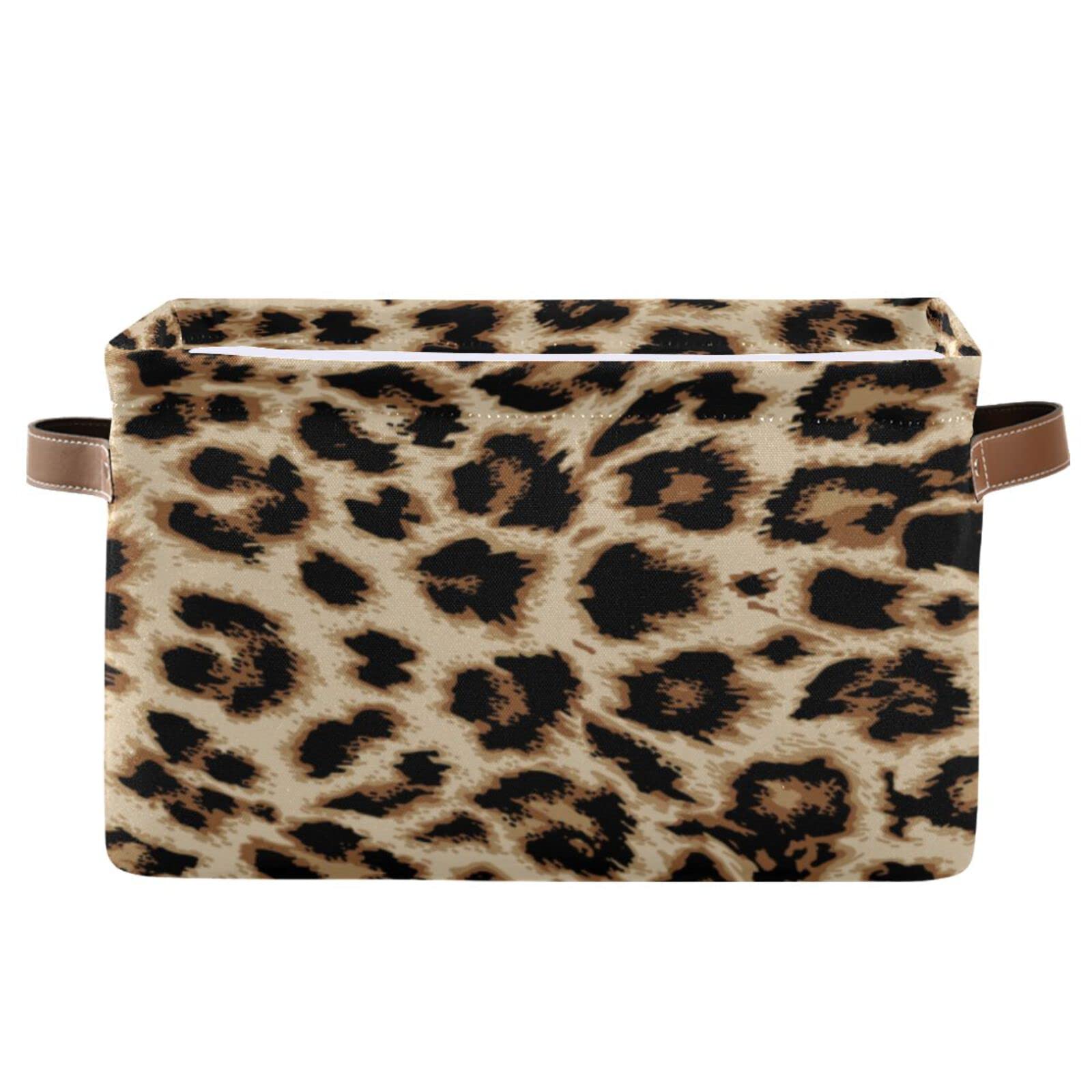 Amazon.com: Aslsiy Leopard Print Storage Basket Bins Collapsible ...