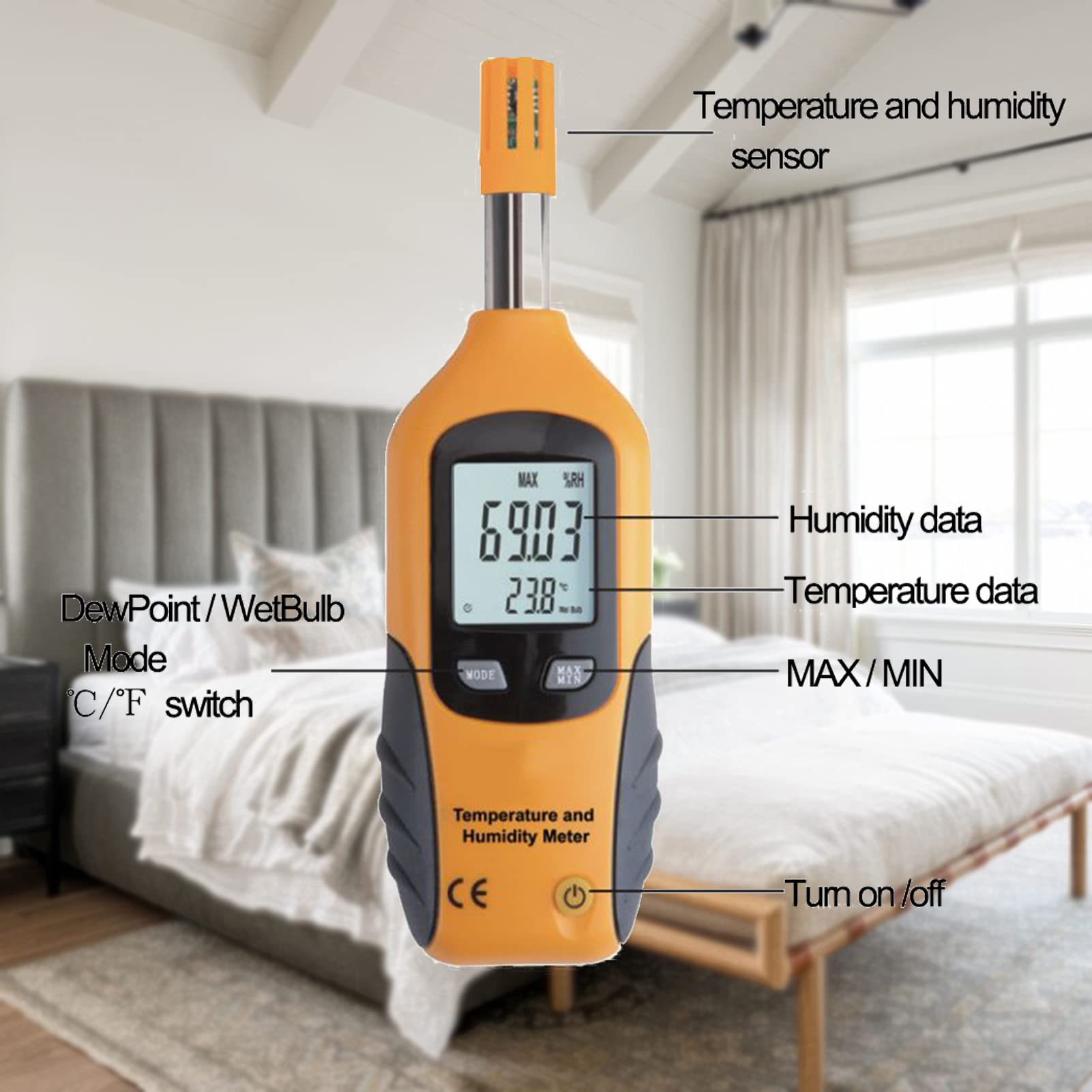 Digital Humidity Meter Temperature Humidity Meter Thermometer ...