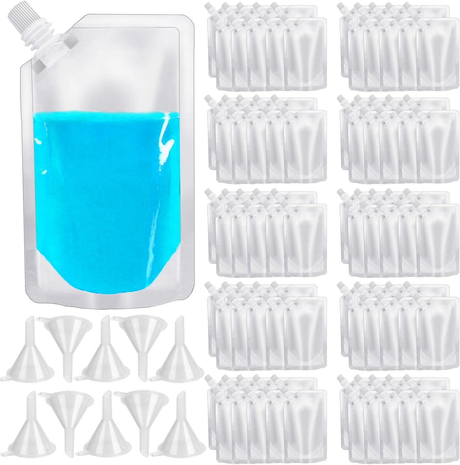 Amazon.com | 100 Pcs Plastic Flasks,8 Oz Drink Pouches Bulk,Reusable ...