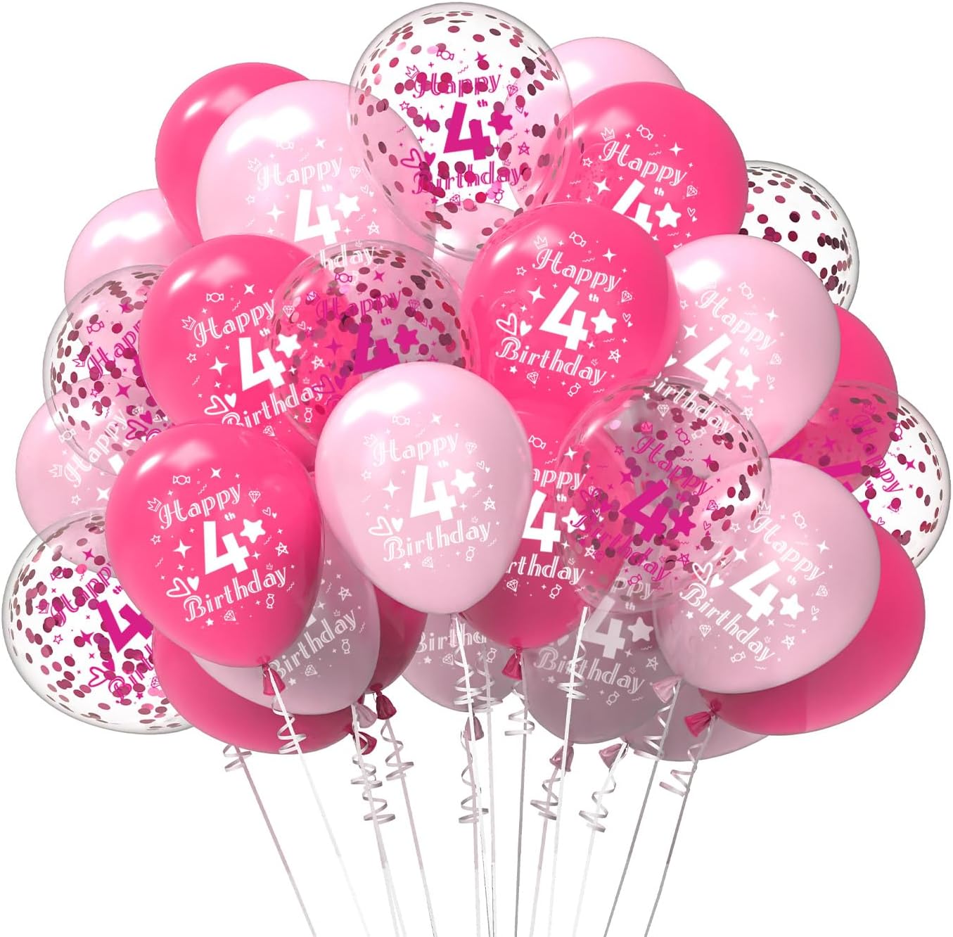 Amazon.com: SULALABOO 4th Birthday Balloons Kit for Girl 12inch 34pcs ...