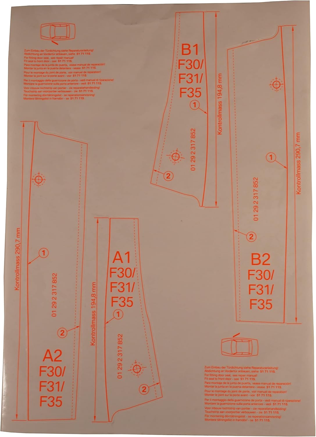 Amazon | BMW F30 F31 F80 Front Door Seal Fitting Template Guide ...