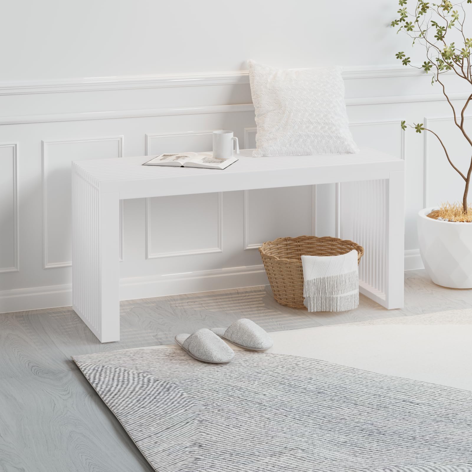 Amazon.com - APRTAT Bamboo Dining Bench, 35 inch Farmhouse Decor Indoor ...