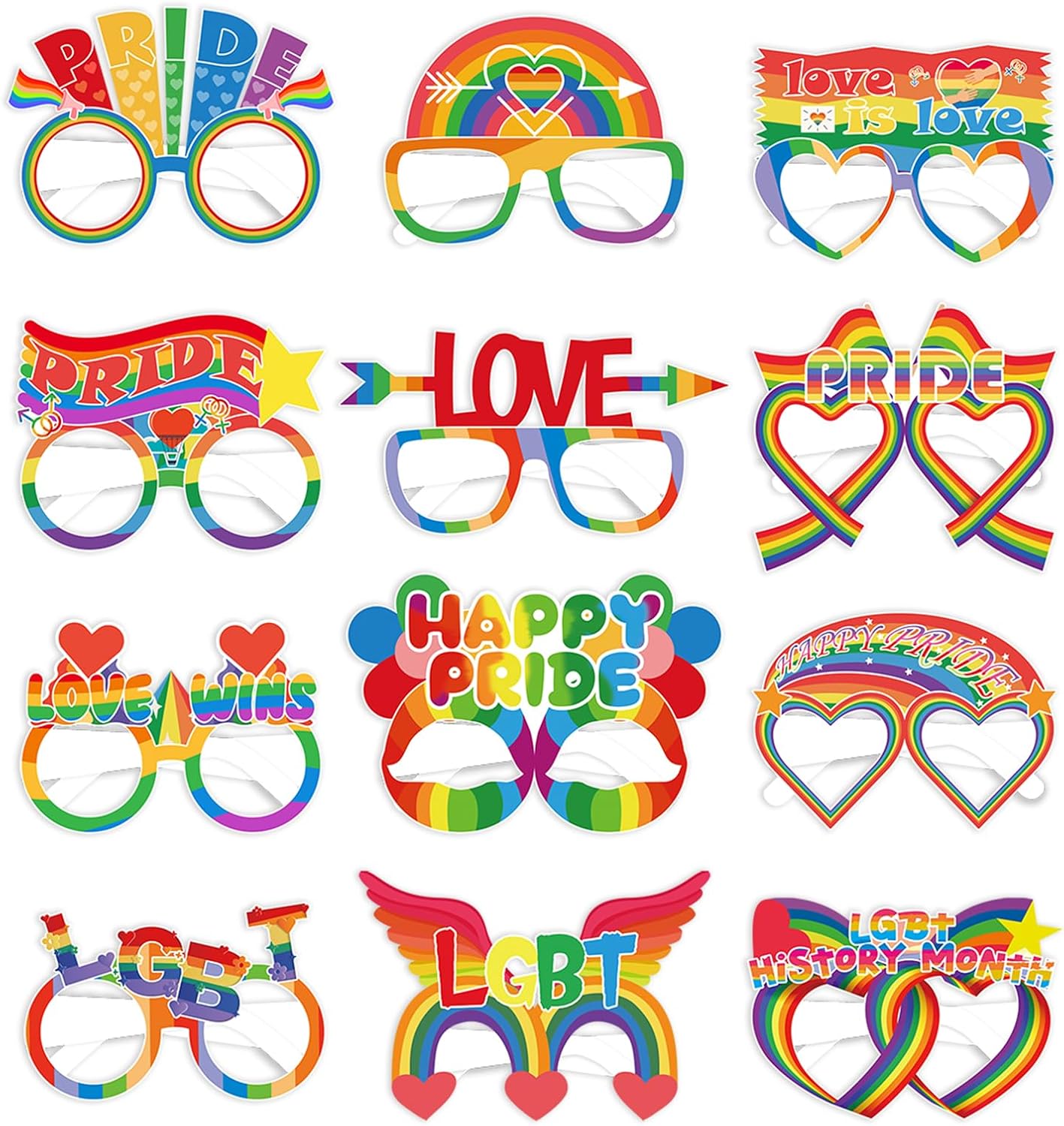 Amazon.com: Pride Decorations Photo Booth Props,12Pcs Gay Pride Month ...