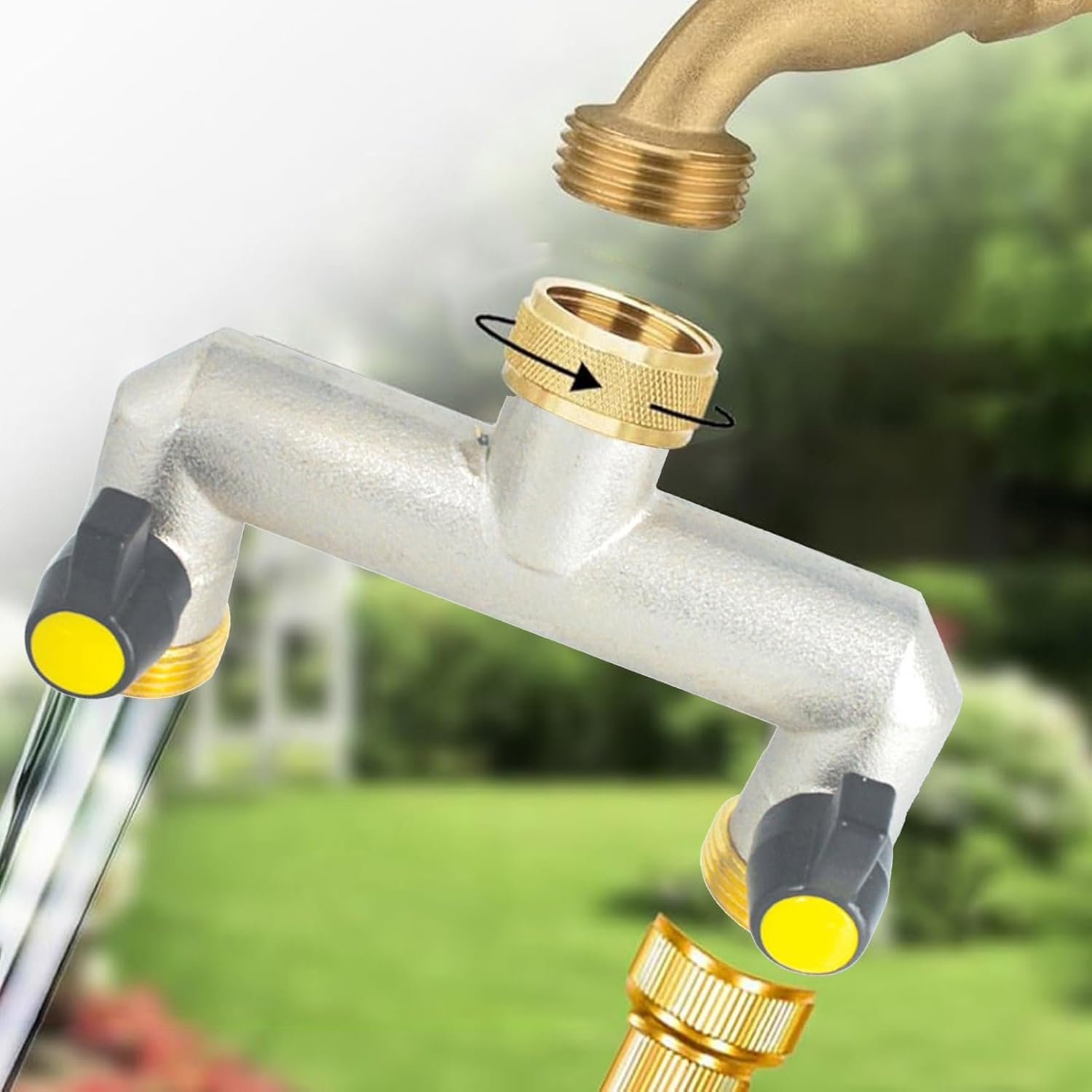 Amazon.com: Garden Hose Splitter Full Flow Brass Heavy Duty Hose ...