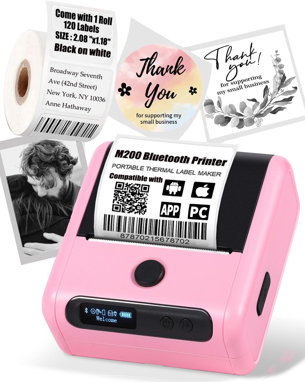 Memoking Label Maker, Upgrade 3 Inch Barcode Label Printer-M200 ...