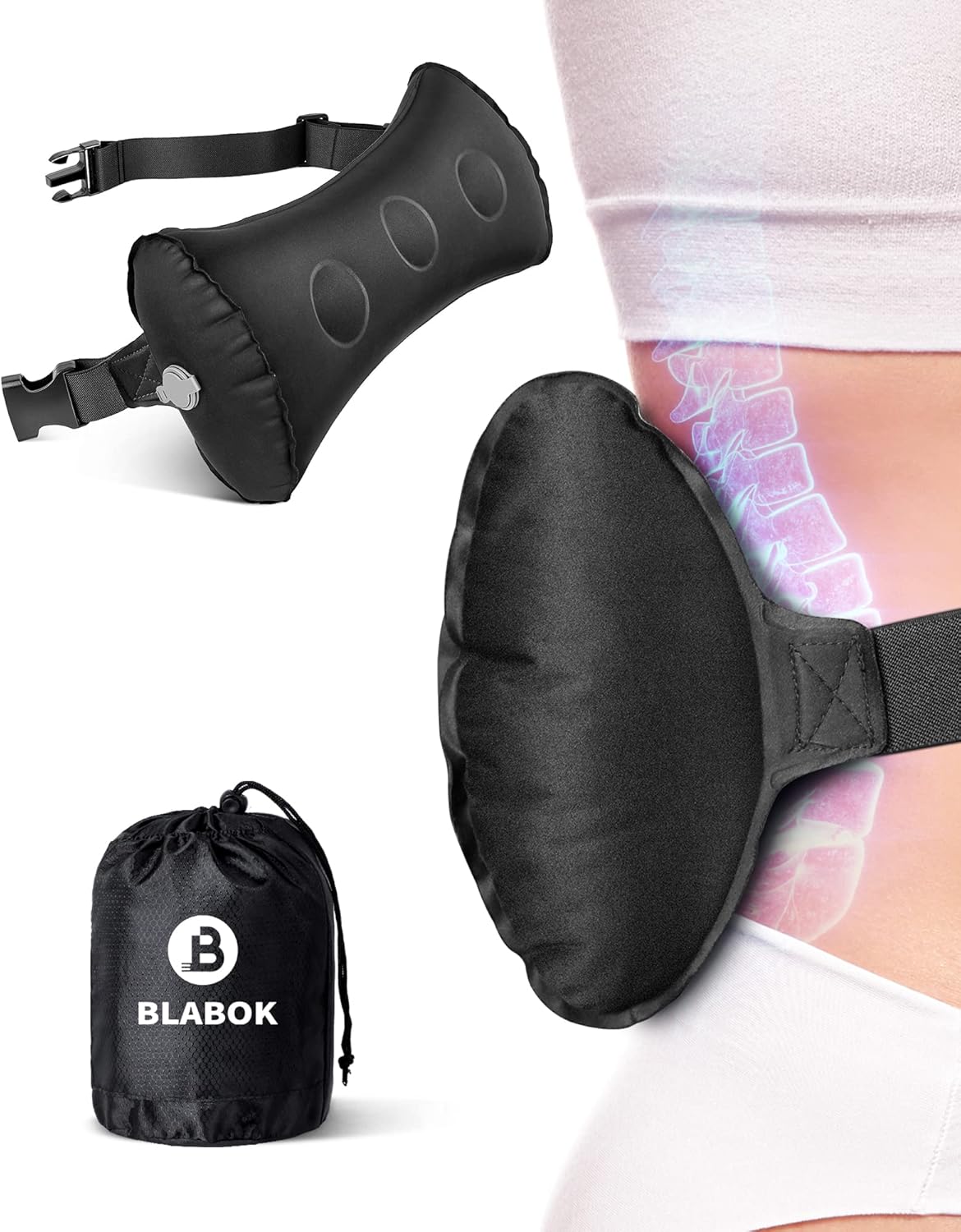 Amazon.com: Inflatable Lumbar Pillow for Airplane Travel Lumbar Support ...