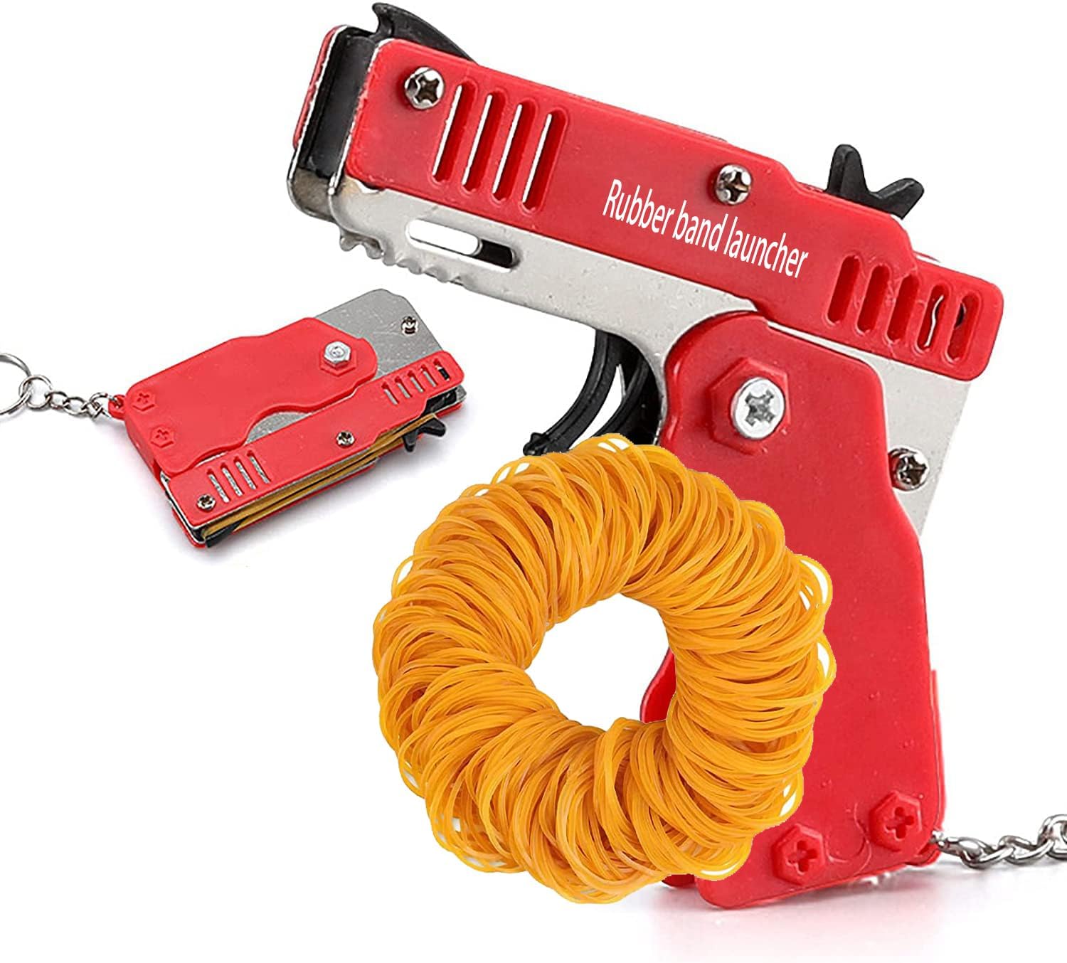 Amazon.com: QKUDNGHY Kids Toys Cool Keychain Rubber Band Mini Metal ...