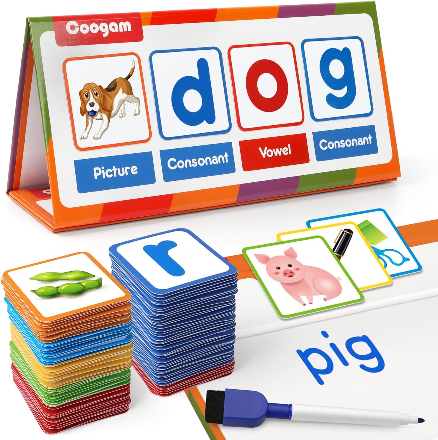 Coogam See Spelling Learning Toy Wooden ABC Alphabet Flash Cards ...