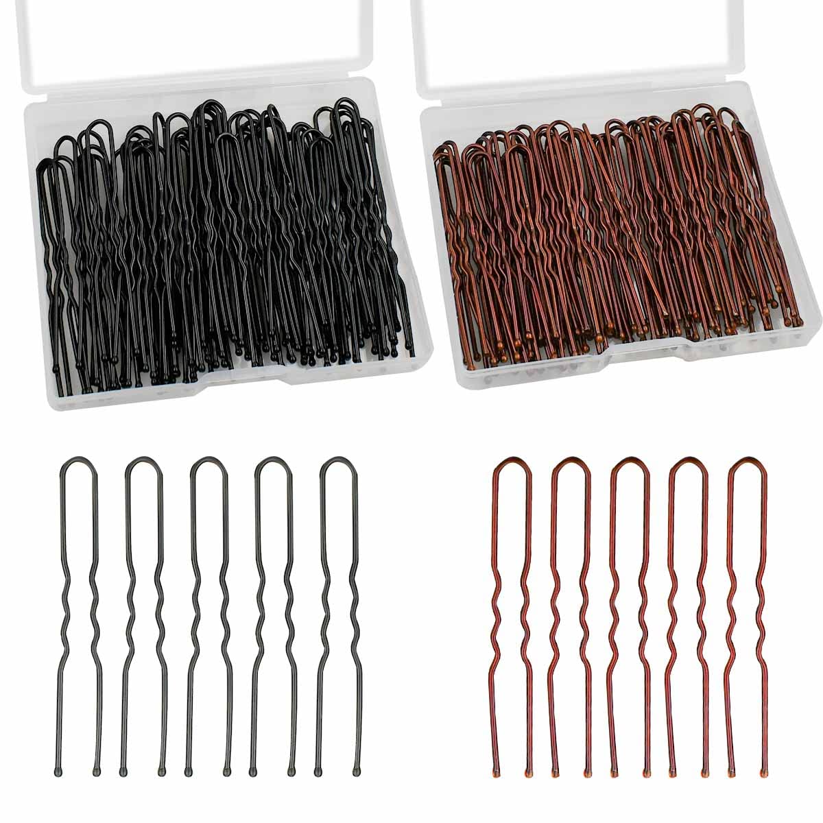 Amazon.com : 120 Pcs U Shaped Hair Pins for Bun Bobby Pins With Storage ...